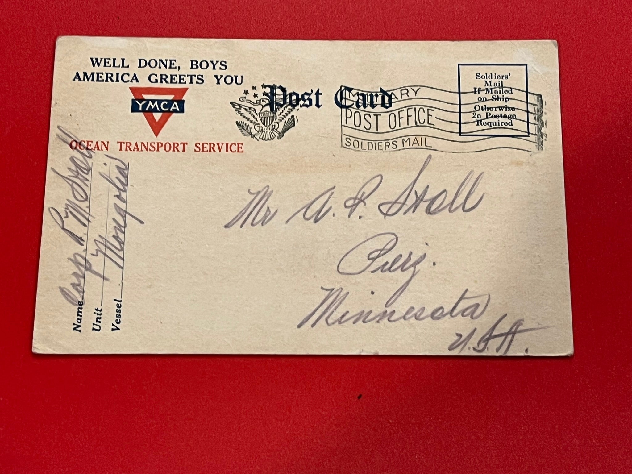 Soldier Postcard from USO – History Bound