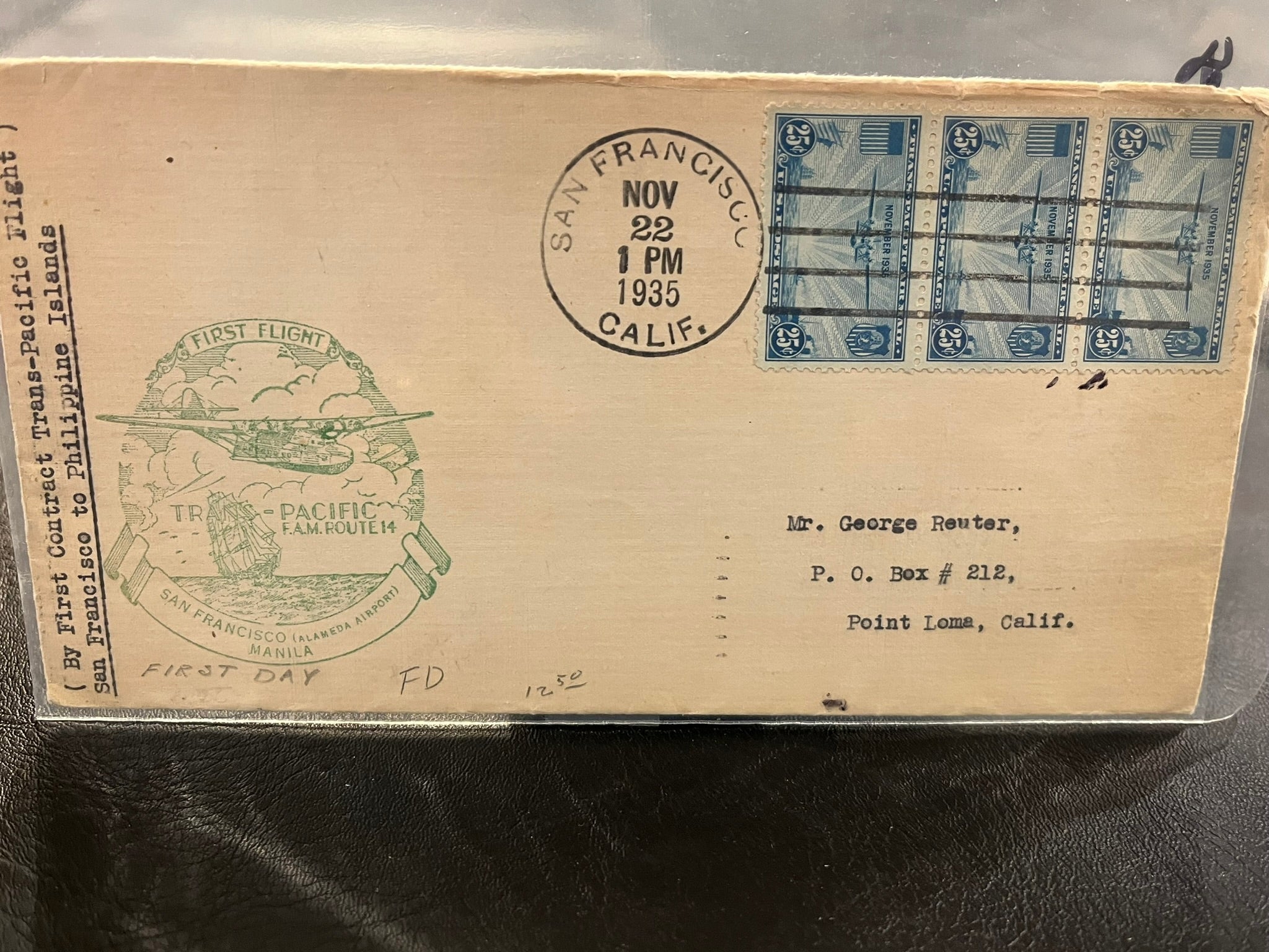 First Contract Pan American Airways fllight - San Francisco to Manila ...