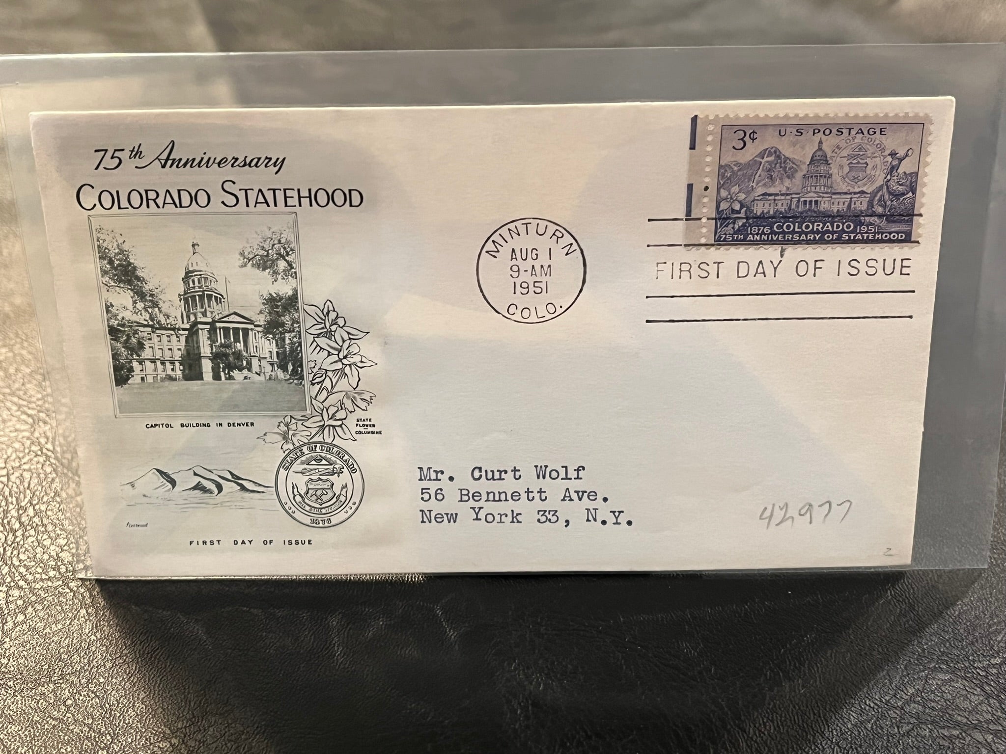 Colorado Statehood 75th Anniversary. Fleetwood cachet. 1951 – History Bound