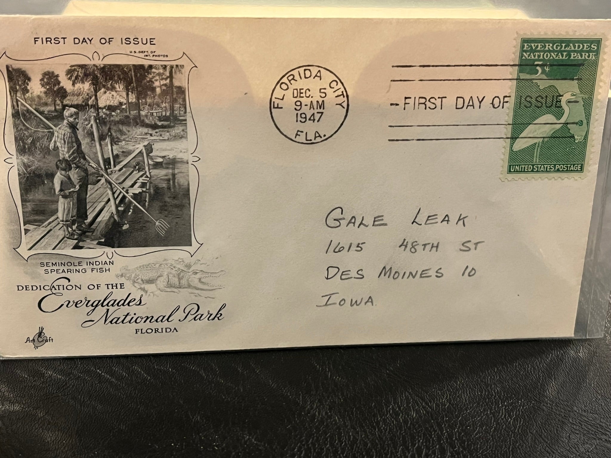 Everglades National Park Dedication FDC. Art Craft Cachet. 1947 ...