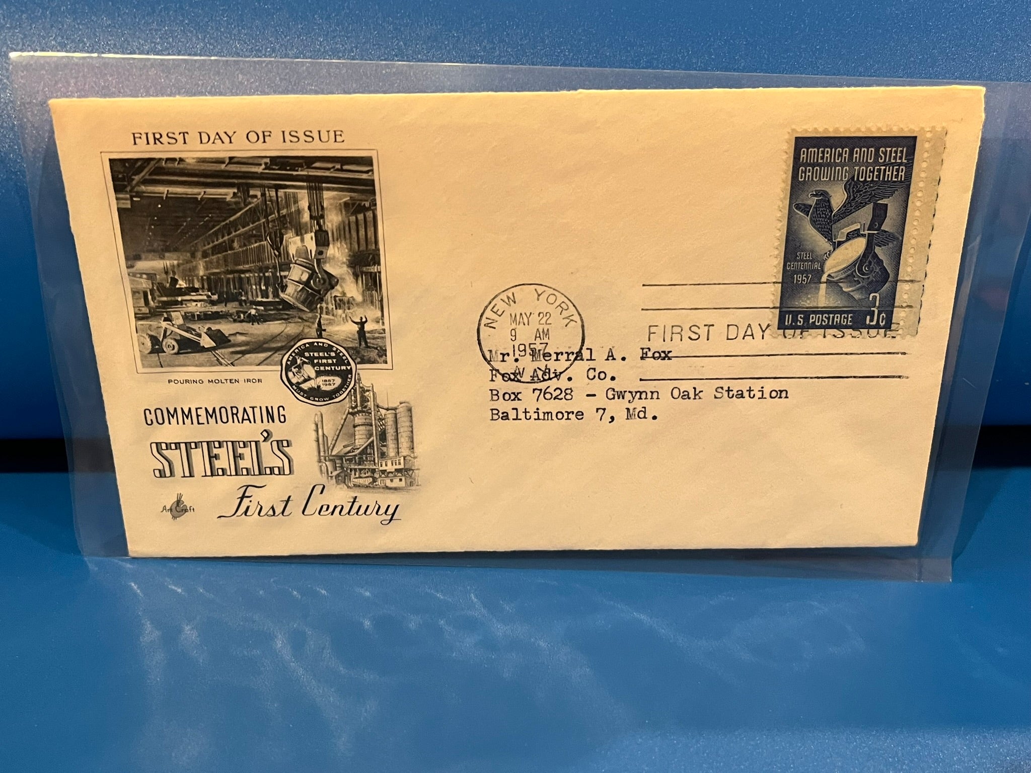 Commemorating Steel's First Century. Art Craft Cachet. – History Bound