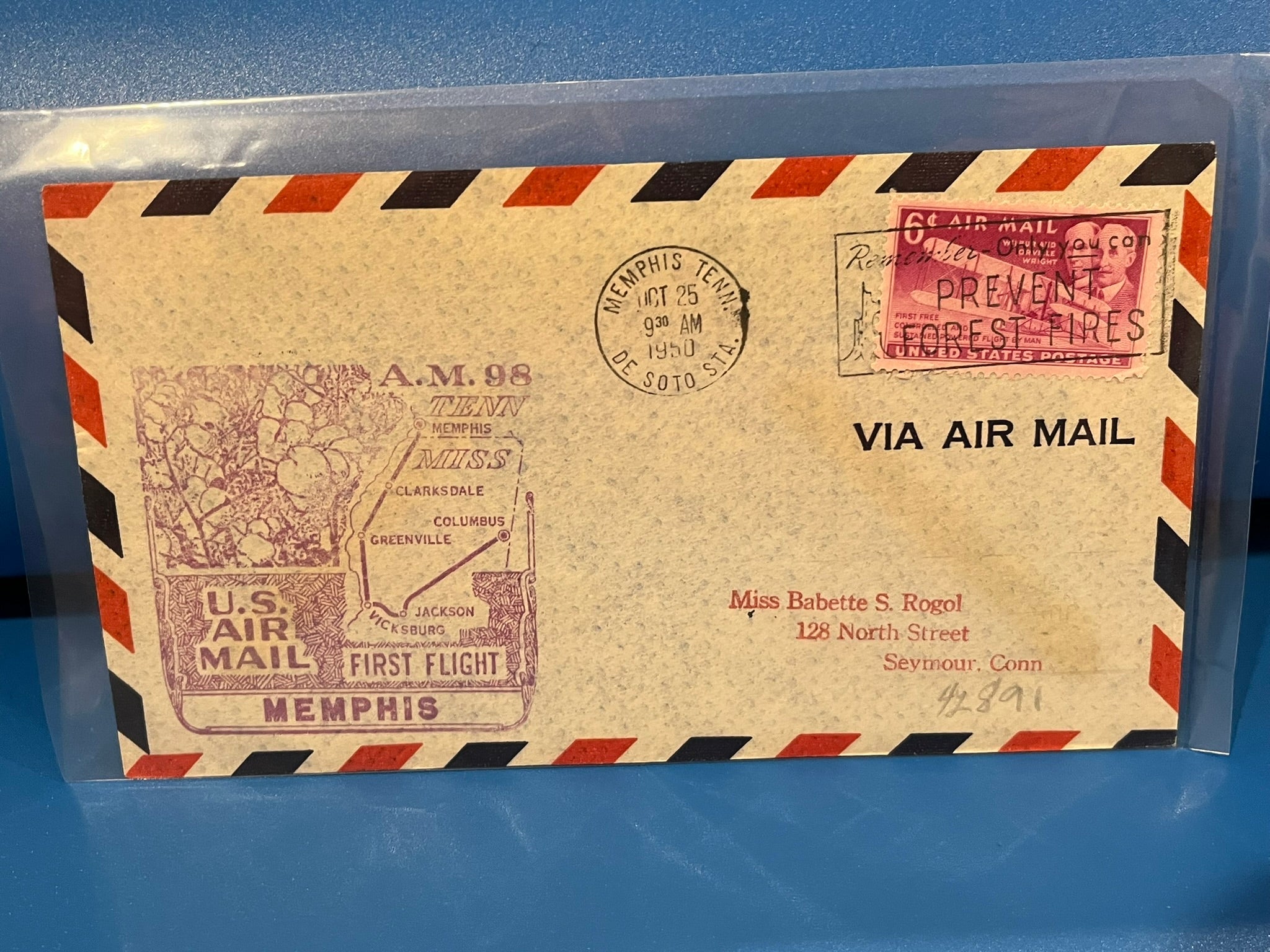 First Air Mail flight. Memphis Tennessee - Jackson Mississippi. 1950 ...