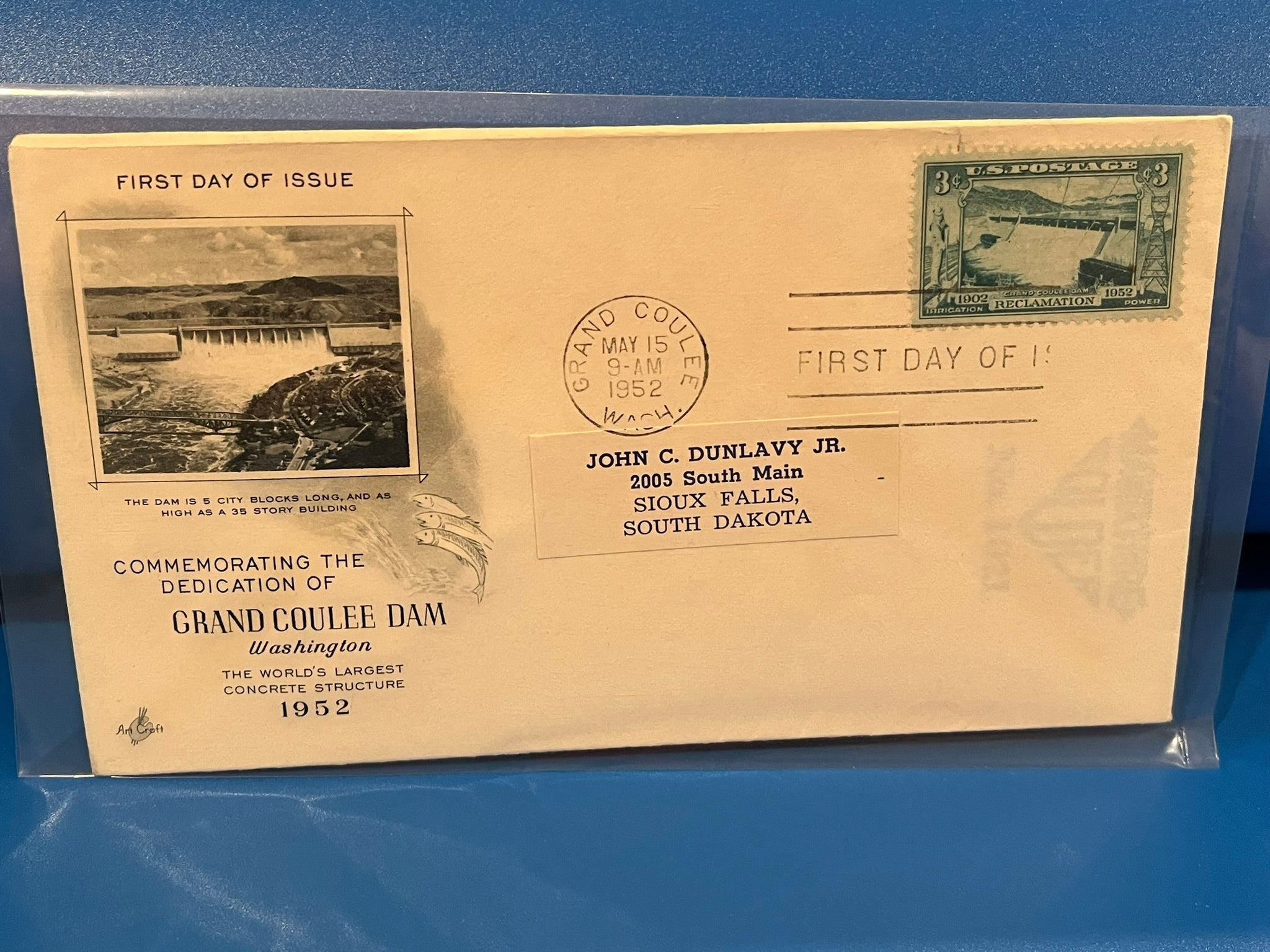 Grand Coulee Dam Dedication FDC. Art Craft Cachet. - 1 – History Bound