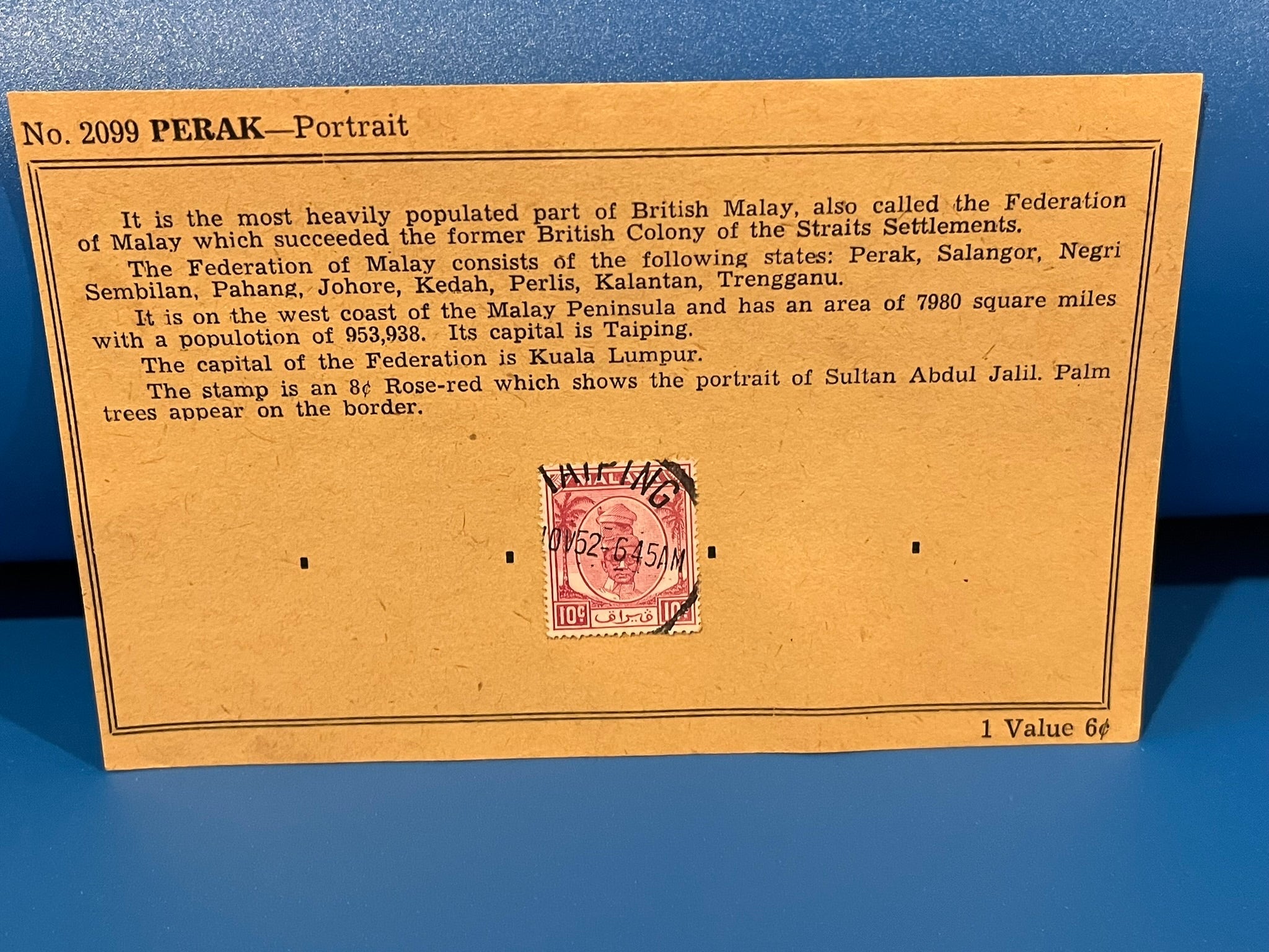 Malay - Succeeded the Straits Settlements. Stamps shows the portrait o ...