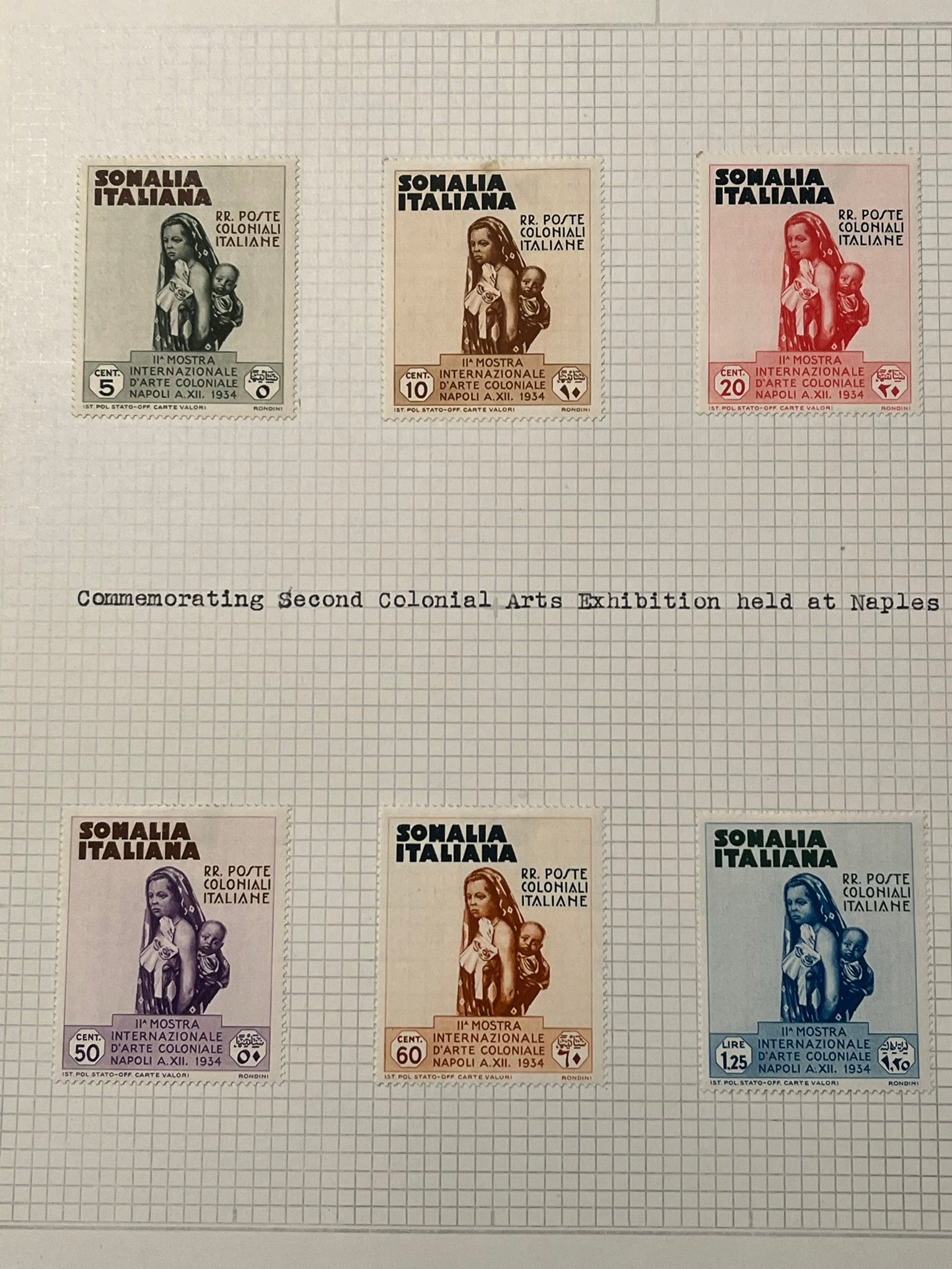 Italian Somalia Colonial Arts Exhibition 6 stamp set. 1934 . MLH ...