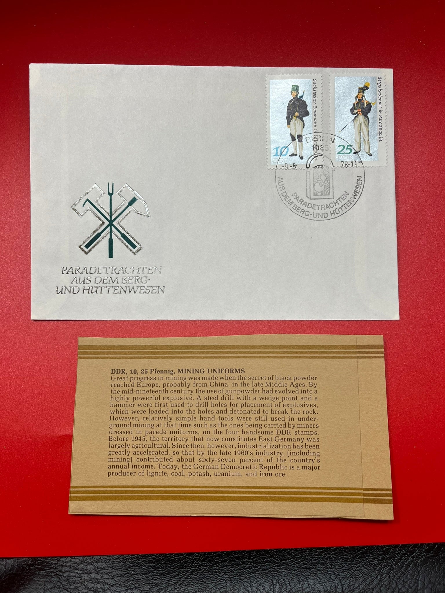German Democratic Republic - "Mining Uniforms" 2 FDC – History Bound